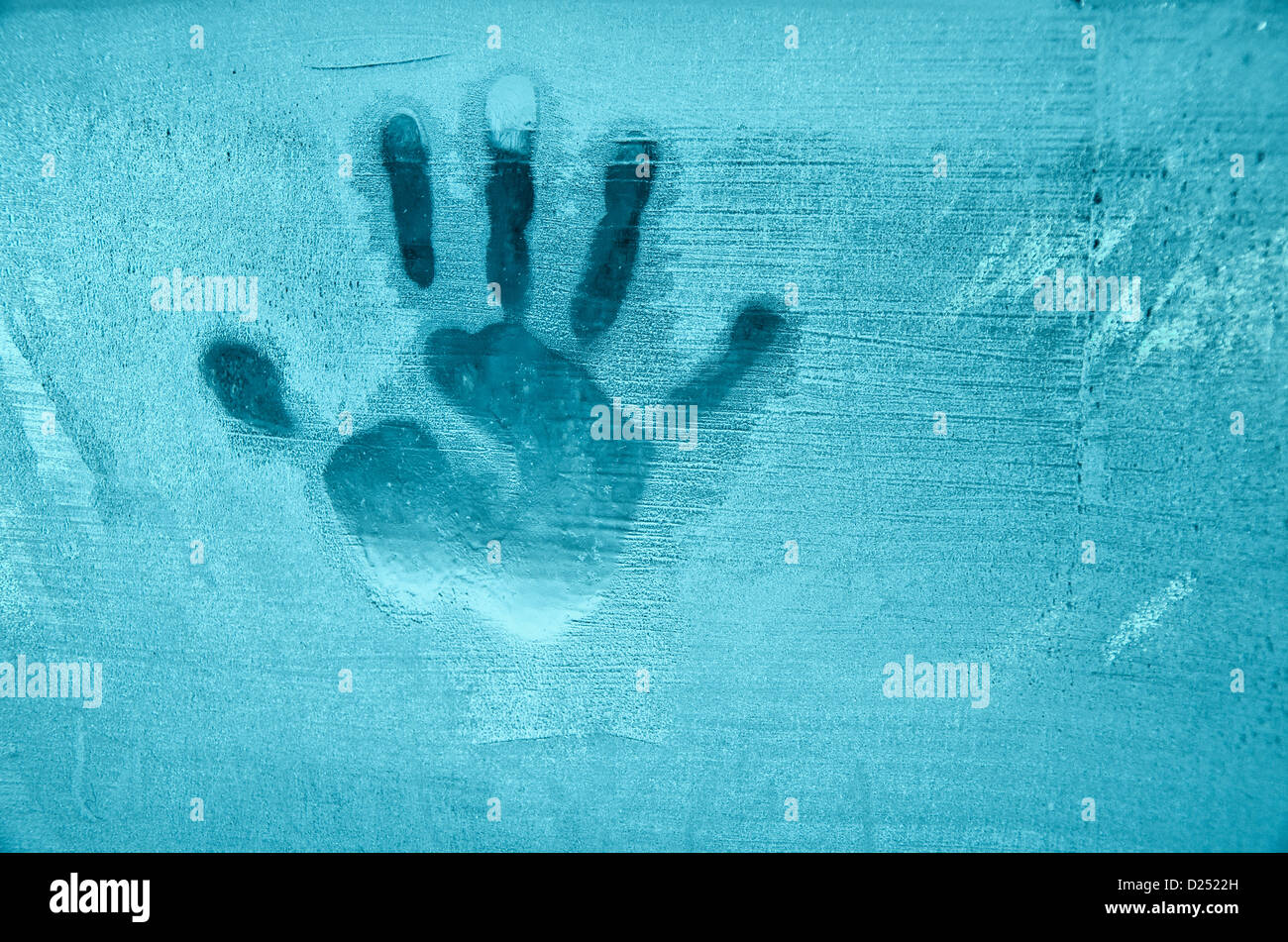 hand print on a block of ice Stock Photo - Alamy
