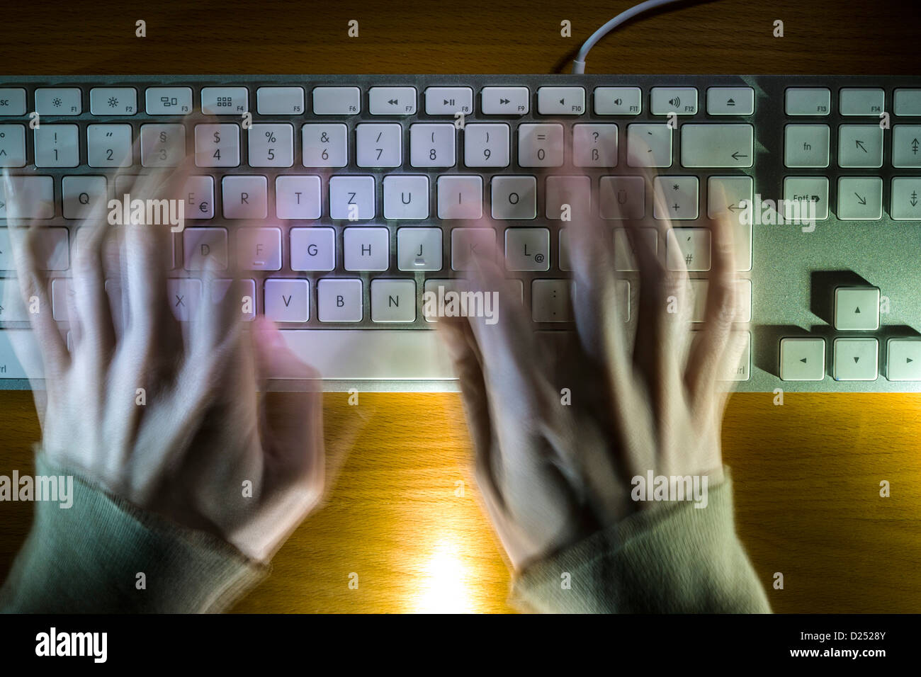 Person is working with a desktop computer. Typing on a keyboard Stock ...