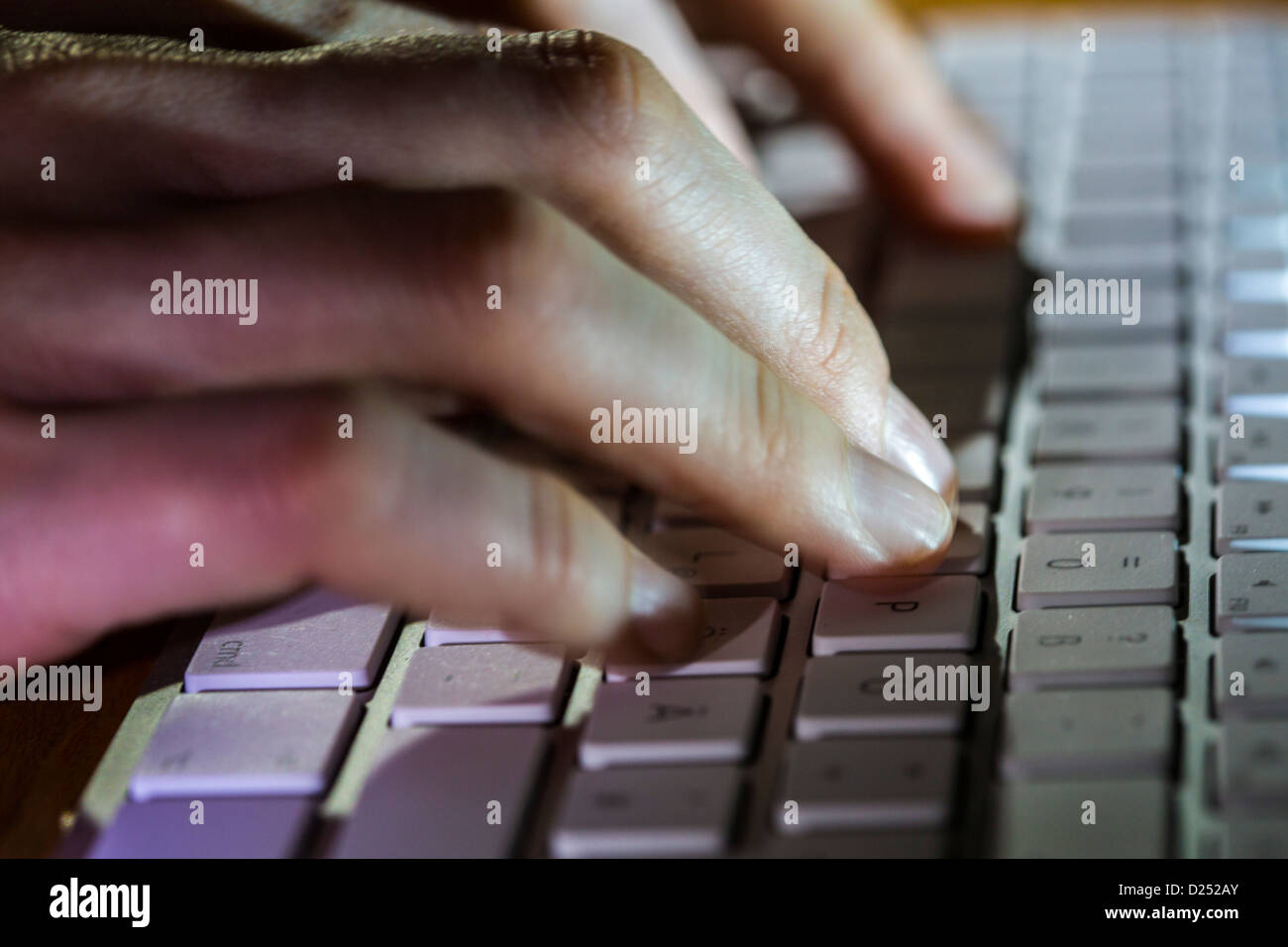 Person is working with a desktop computer. Typing on a keyboard Stock ...