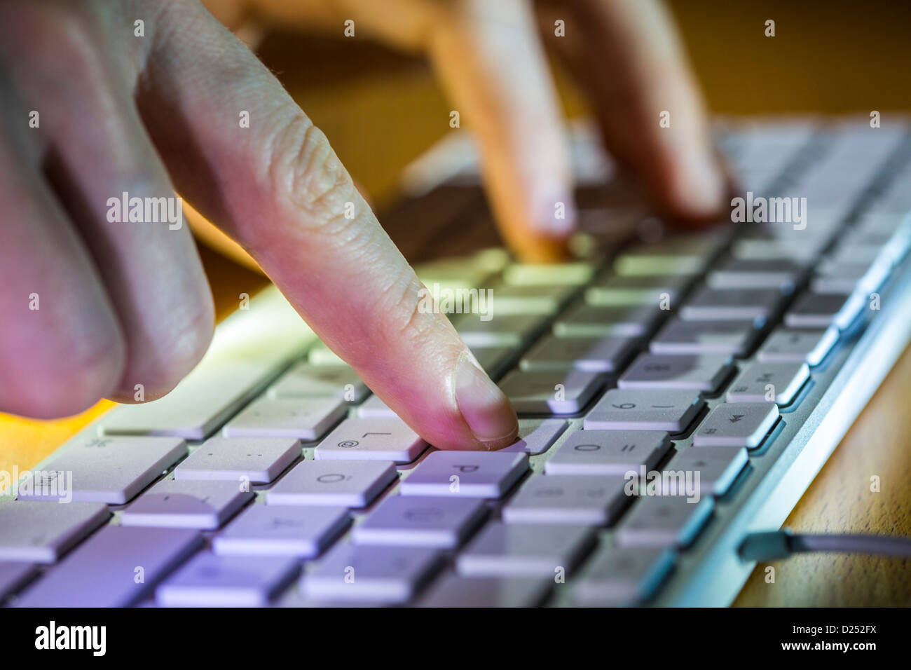 Person is working with a desktop computer. Typing on a keyboard Stock ...