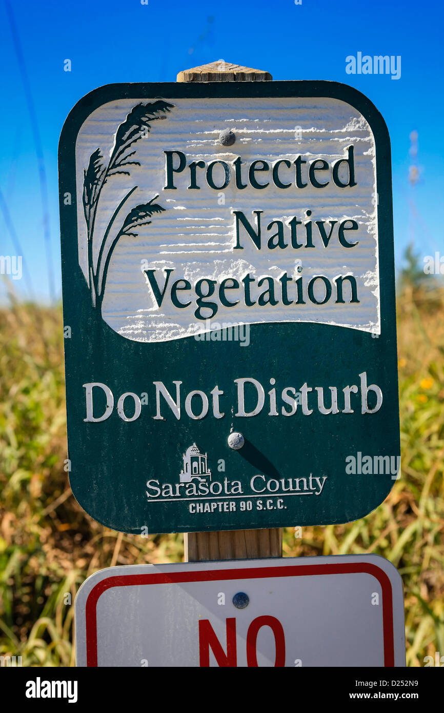 Protective Native Vegetation - Do Not Disturb signpost at Turtle beach ...
