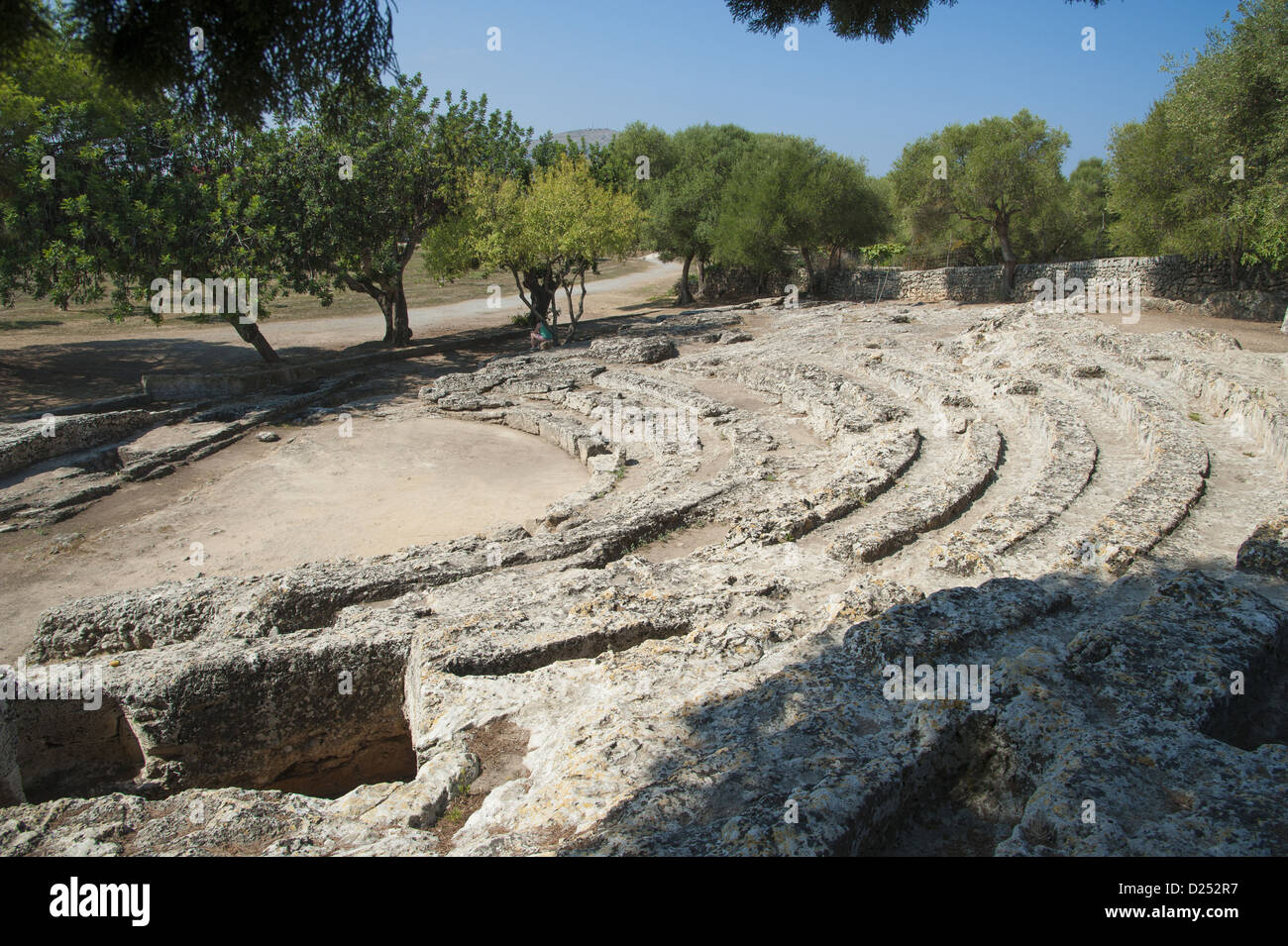 Ruins of Roman city amphitheatre, Pollentia, Alcudia, Majorca, Balearic ...