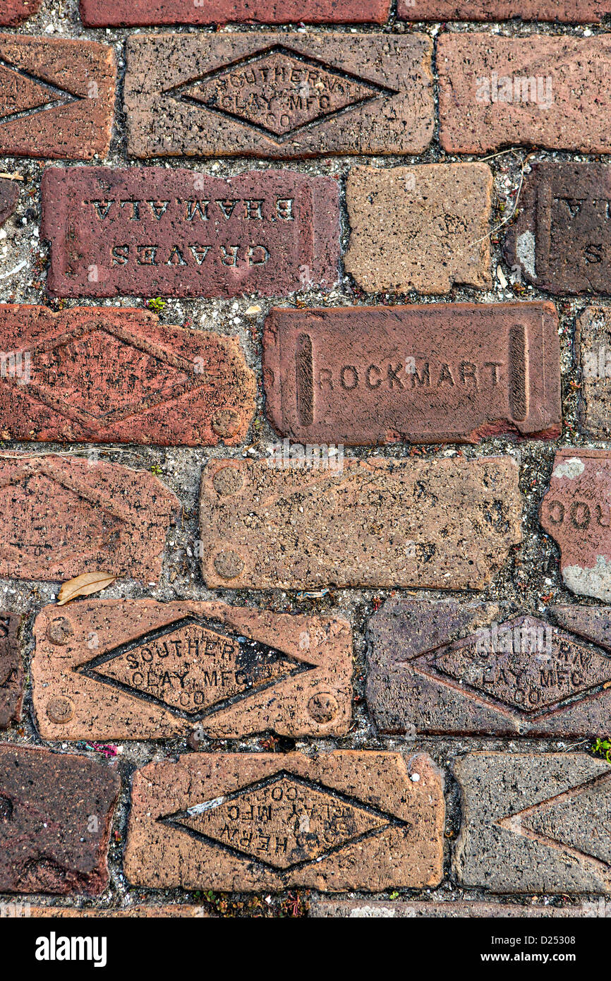 Old engraved brick in the historic district in St. Augustine, Florida ...