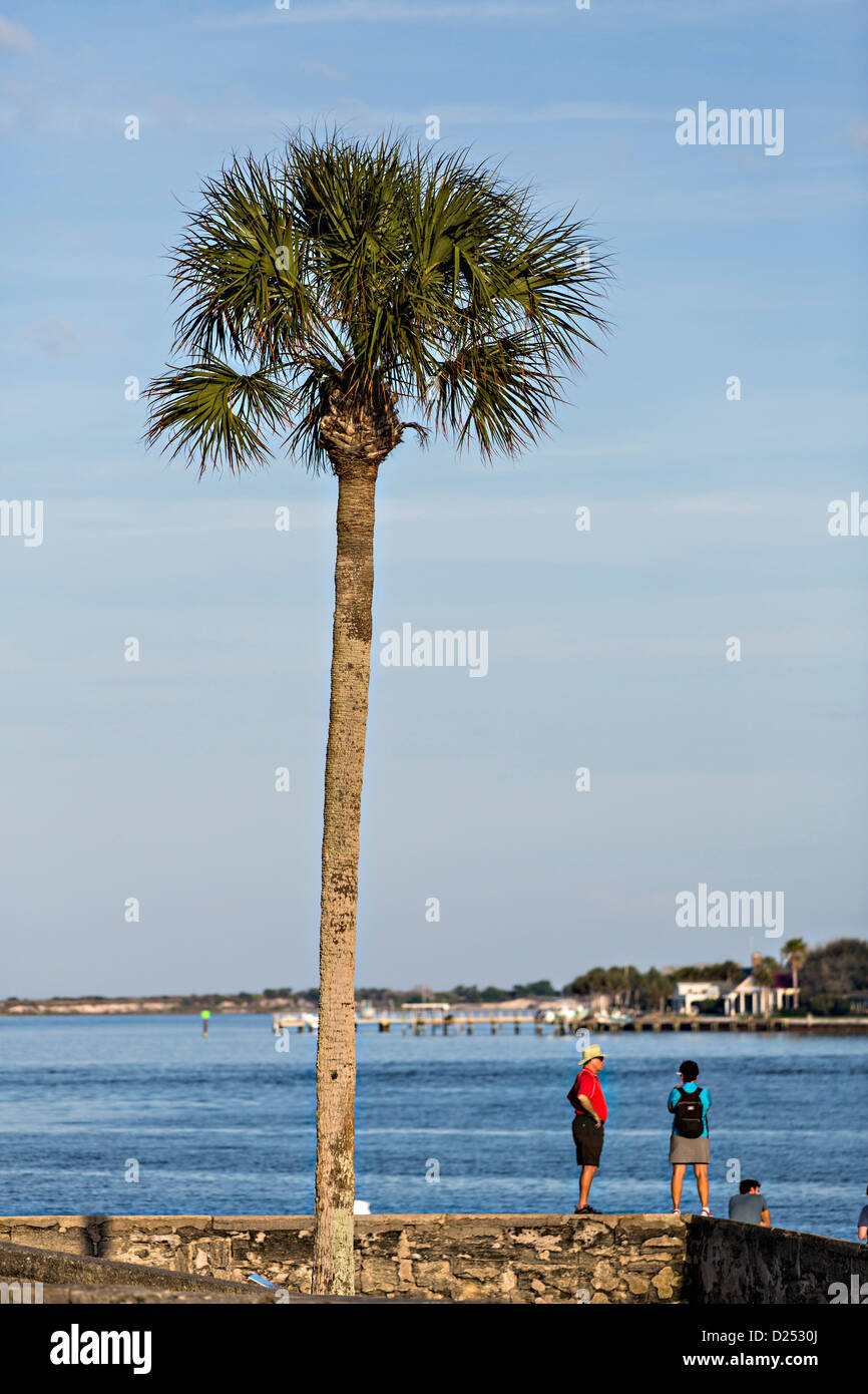 People look out at Matanzas Bay from the walls of the Castillo de San ...