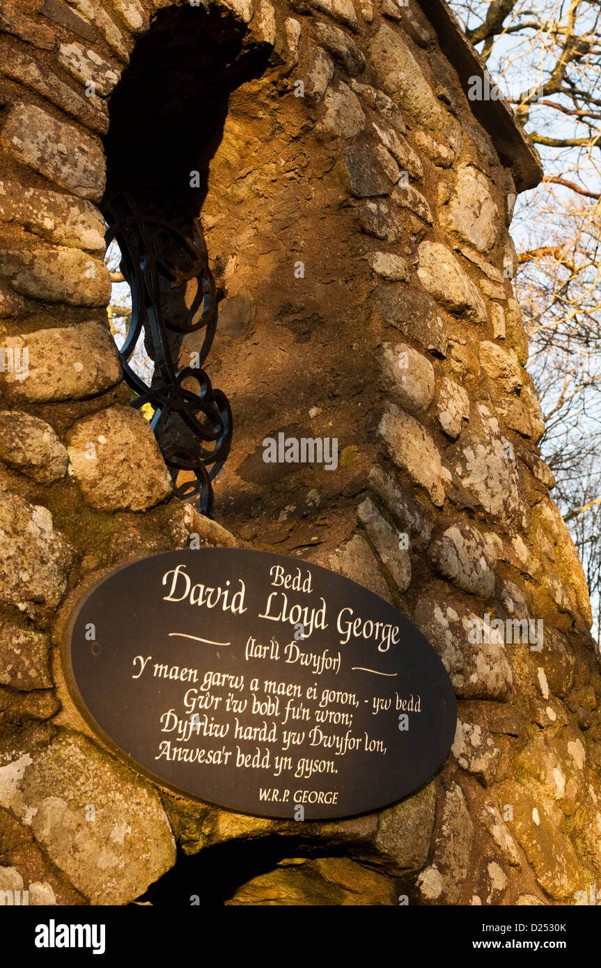 The grave of David Lloyd George, First Earl Dwyfor by the river Dwyfor ...