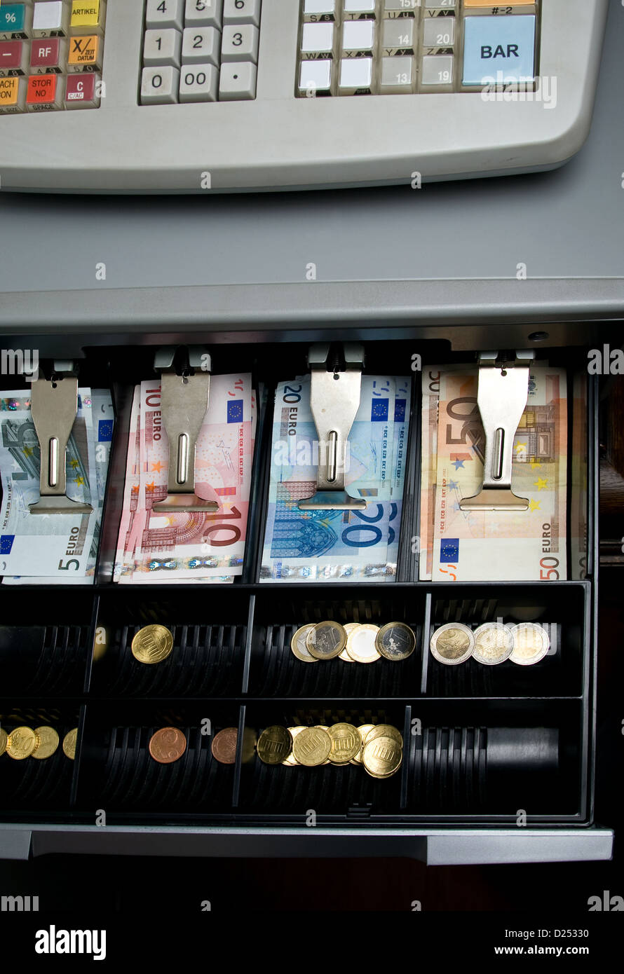Berlin, Germany, money in a cash register Stock Photo - Alamy