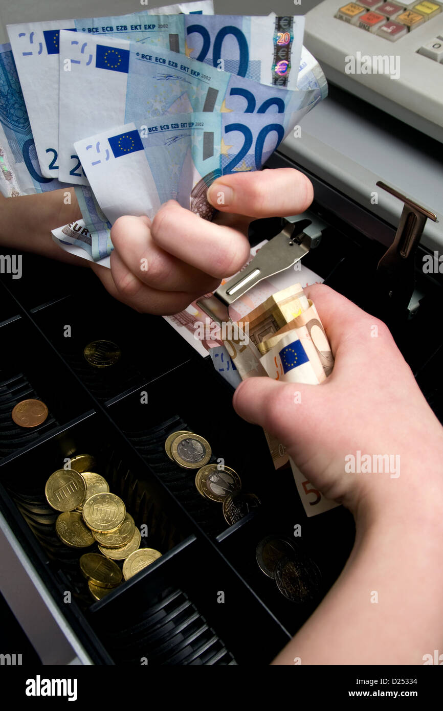 Berlin, Germany, someone draws on the cash register Stock Photo - Alamy