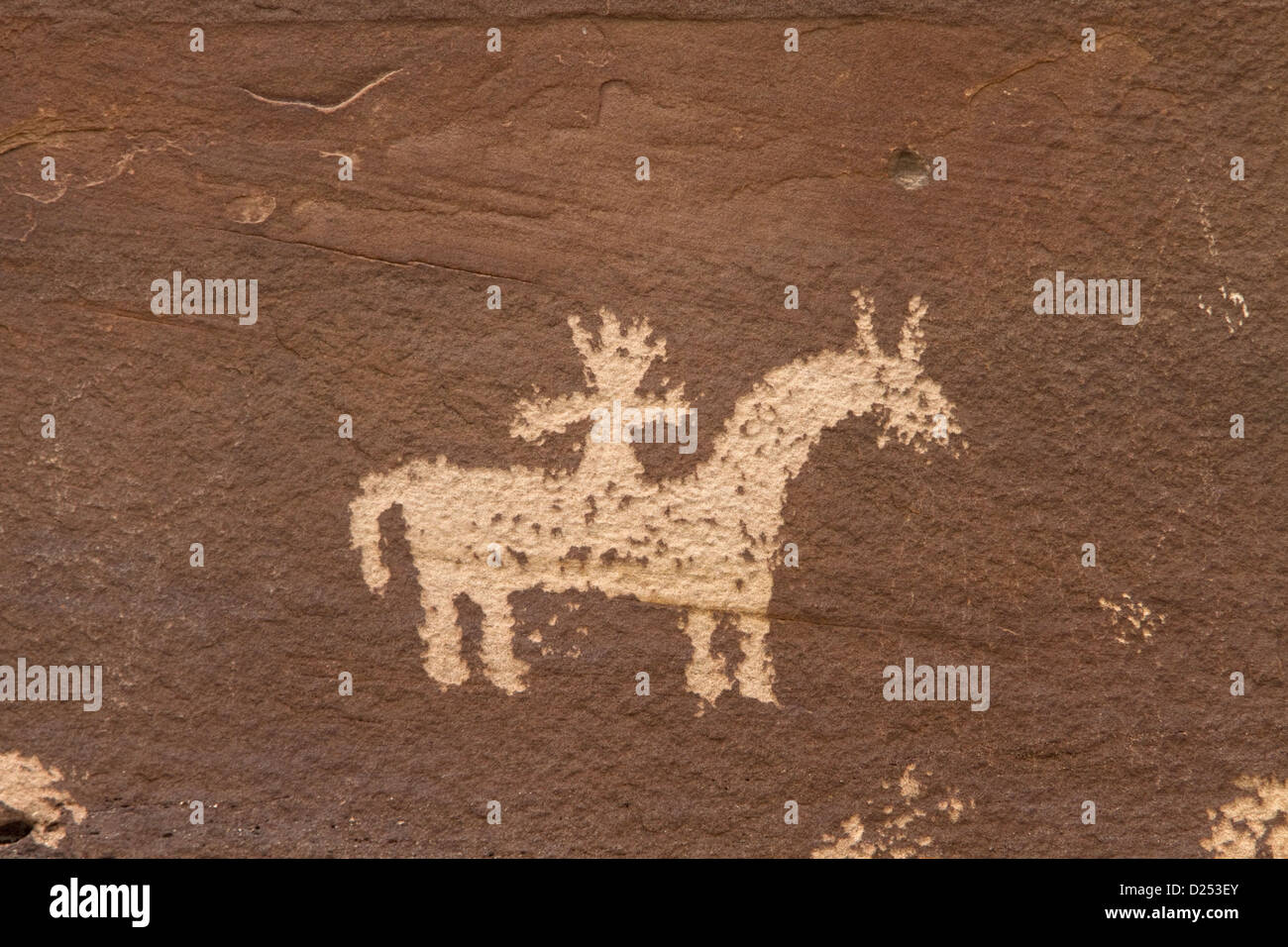 Ute Rock Art Native American petroglyphs in sandstone rock,showing ...