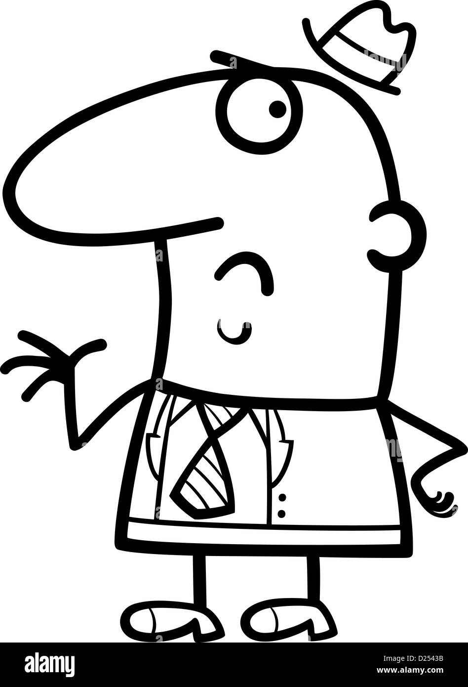 Black and White Cartoon Illustration of Disgusted Man or Businessman in ...