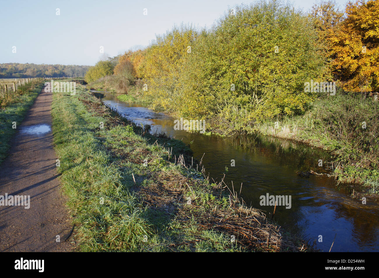 View path beside river with recreated meanders on former canalised ...