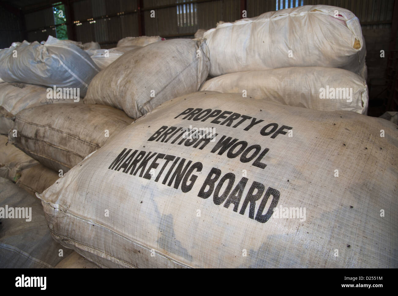 Wool bags ready transport to British Wool Marketing Board Bradford ...