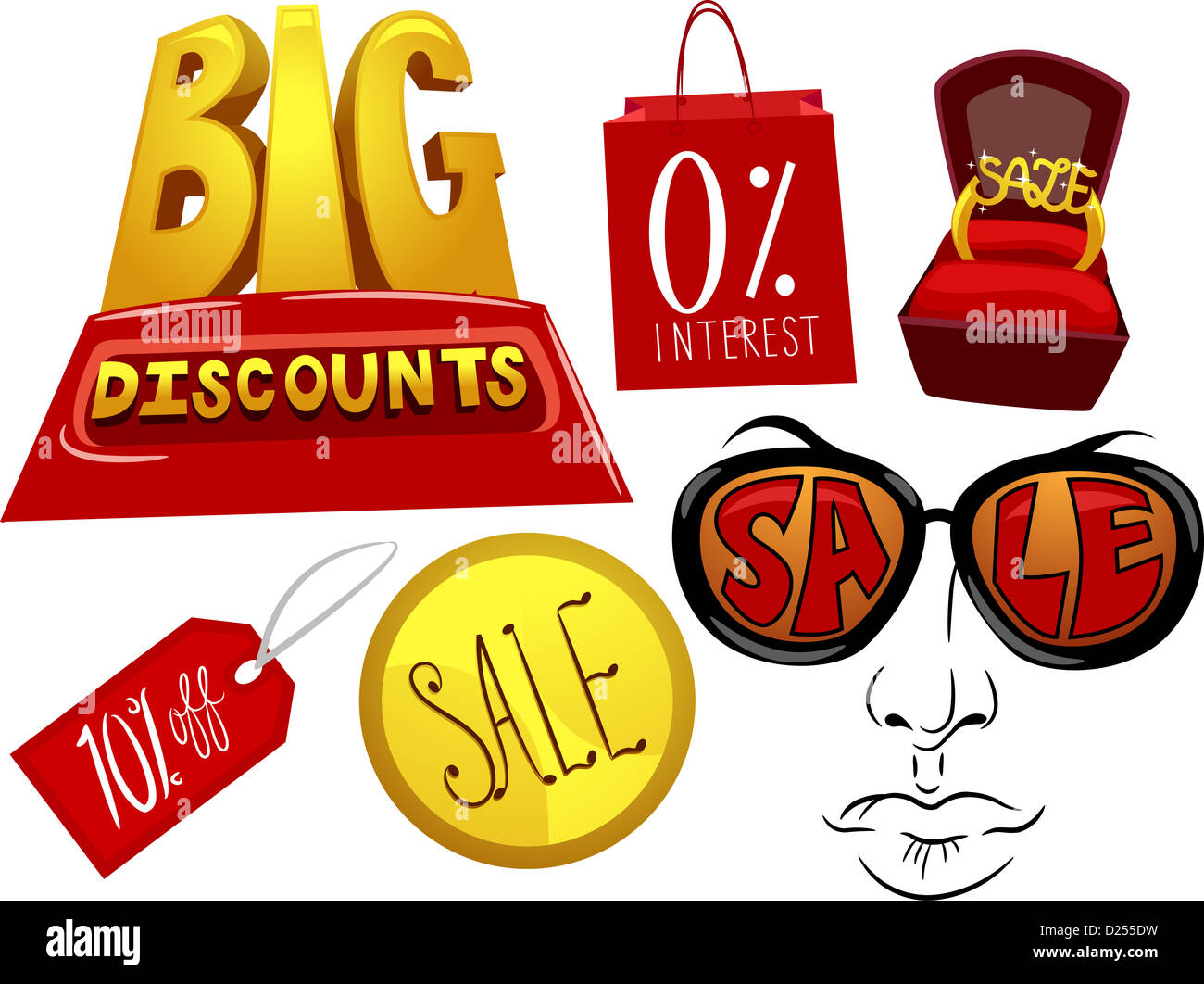 Illustration of Elements Promoting Sales and Discounts Stock Photo - Alamy