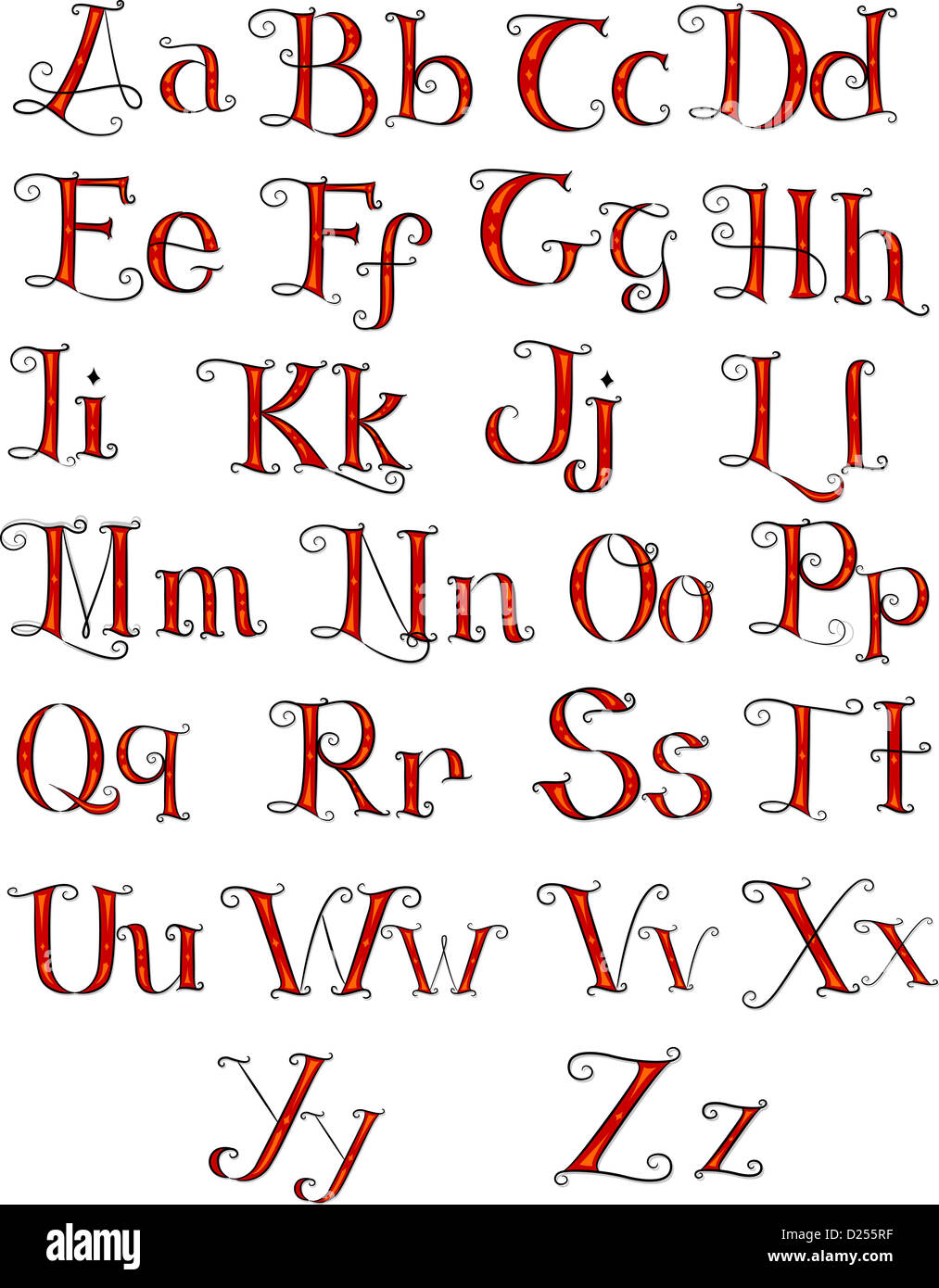 Illustration of Red Formal Lettering Alphabet Stock Photo - Alamy