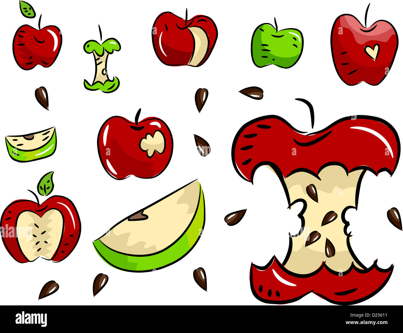 Illustration of Green and Red Apple Design Elements Stock Photo - Alamy
