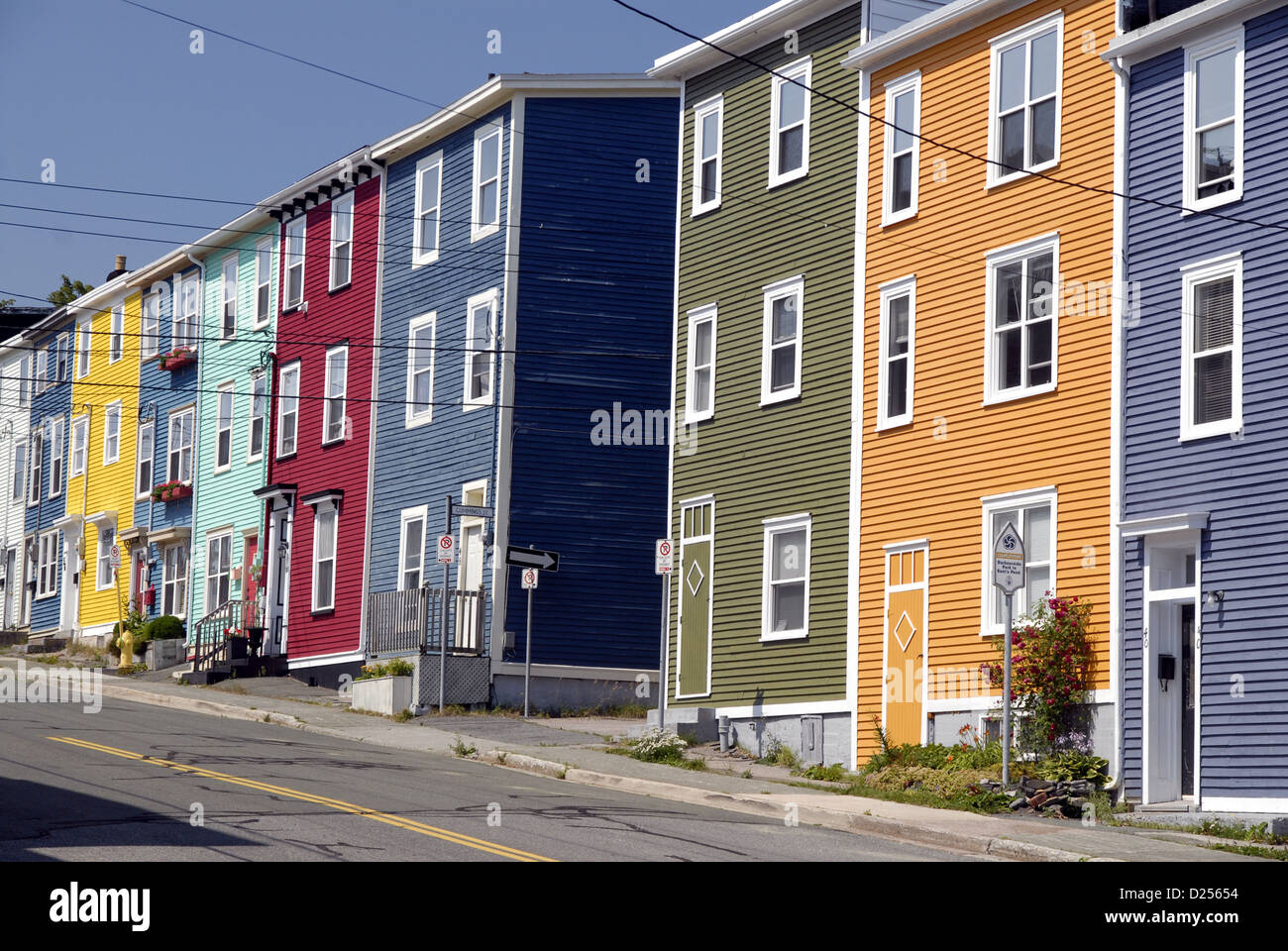 Brightly painted houses in St Johns, Newfoundland Stock Photo - Alamy