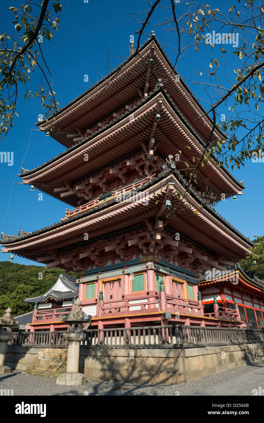 Three Tiered Pagoda in Kiyomizudera Temple, Kyoto, Japan Stock Photo ...