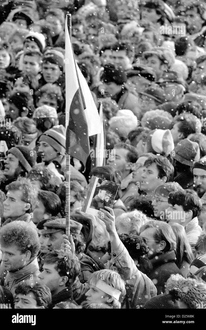 November1989 Velvet Revolution. Portion of 500,000 crowd at Letna ...