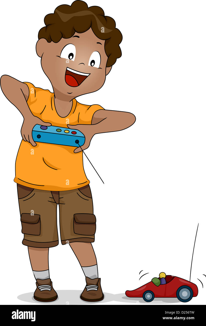 Illustration of a Boy Playing with a Remote-controlled Car Stock Photo ...