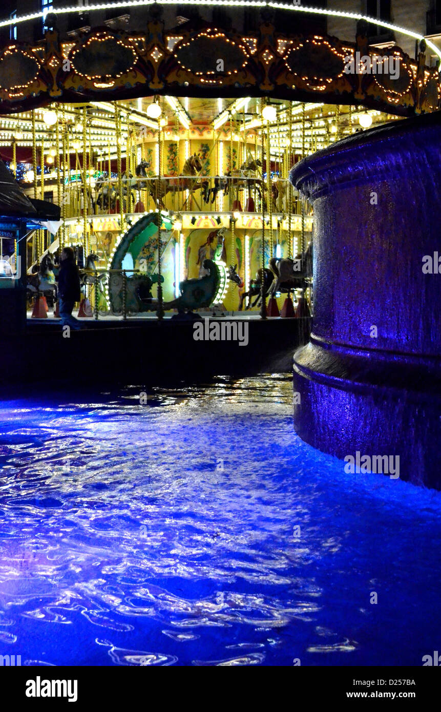 Carousel on Fountain Water Stock Photo - Alamy