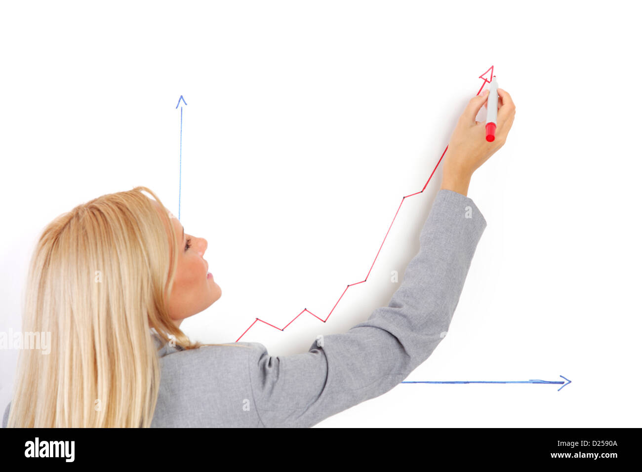 business woman draws a graph on the wall Stock Photo - Alamy