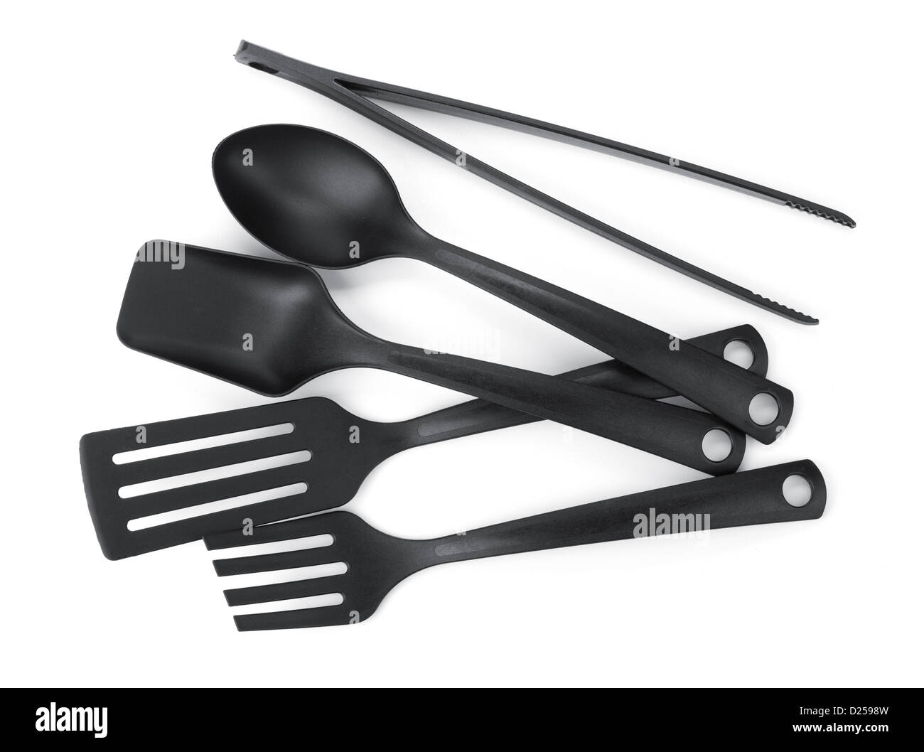 Plastic kitchen utensils. Isolated on white background Stock Photo - Alamy