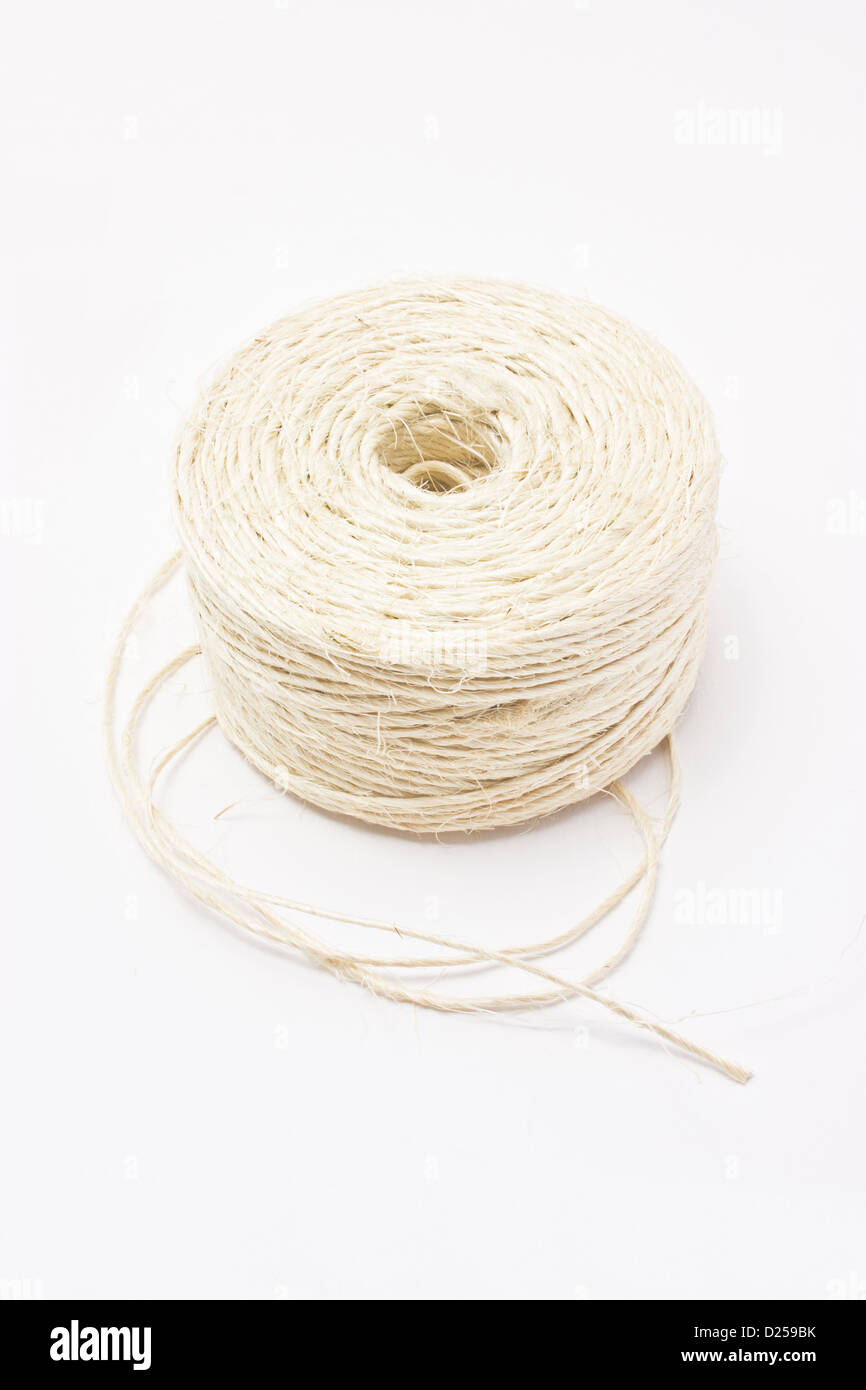 Hank of white rope isolated on white background Stock Photo - Alamy