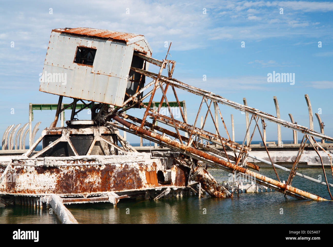 Settling tank at derelict Steetley Magnesite works at Hartlepool on the ...