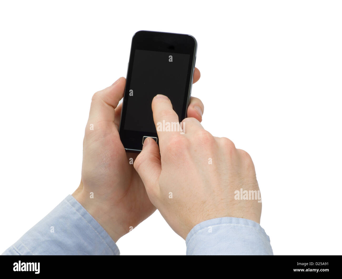 Hand holding mobile smart phone with blank screen Stock Photo - Alamy
