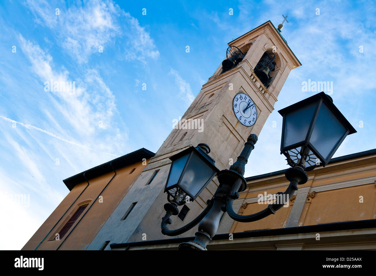 Clock tower with lamp Stock Photo - Alamy