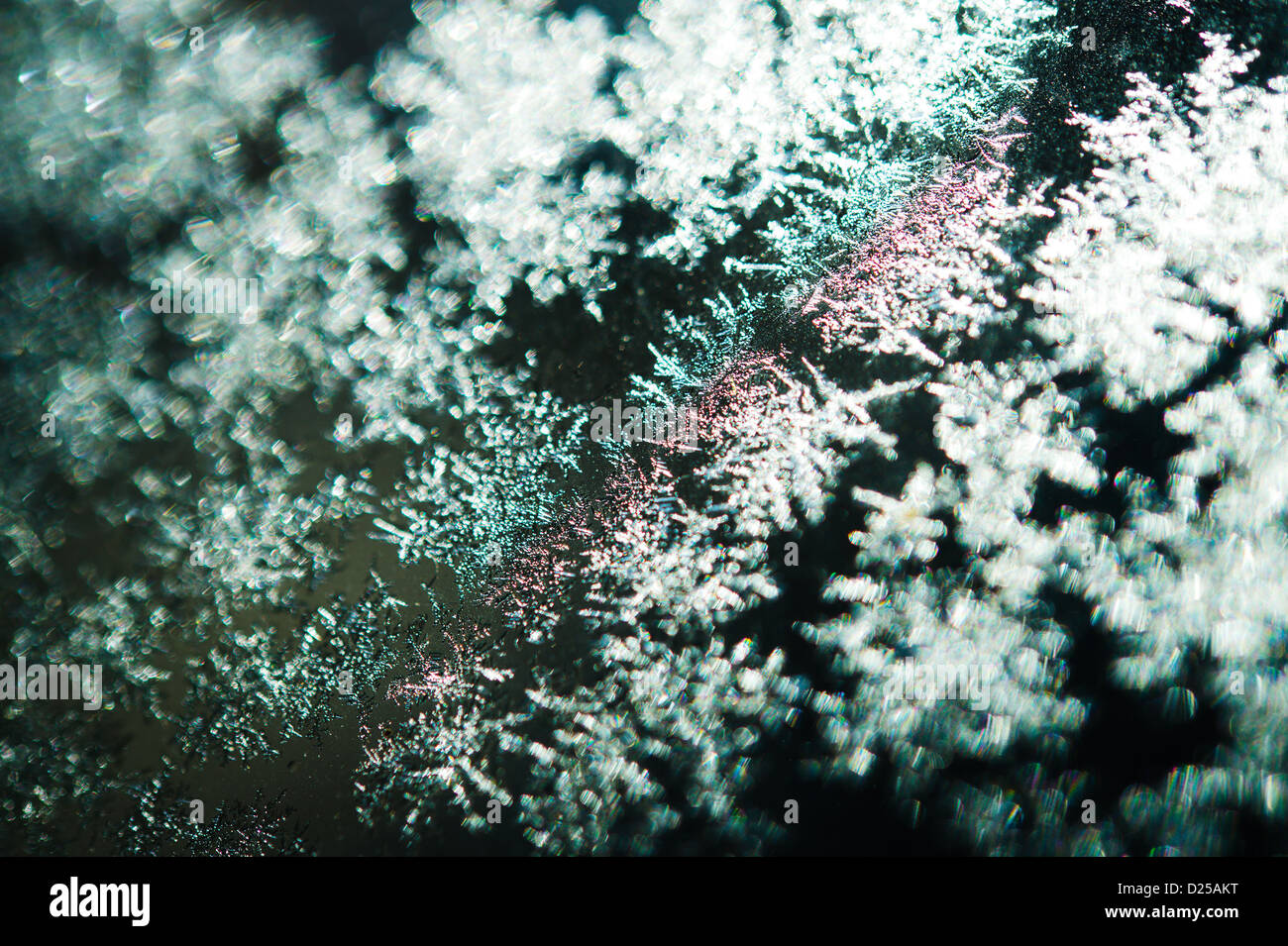 Sun shines on a car window with frosting in Bamberg, Germany, 13 ...