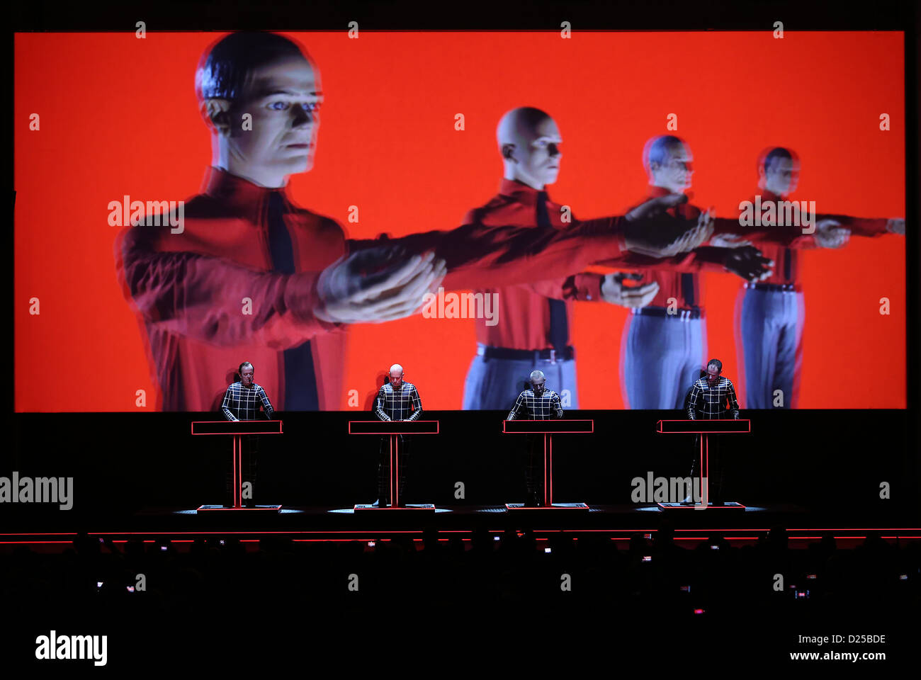 The members of the German electronic band Kraftwerk perform on stage at ...