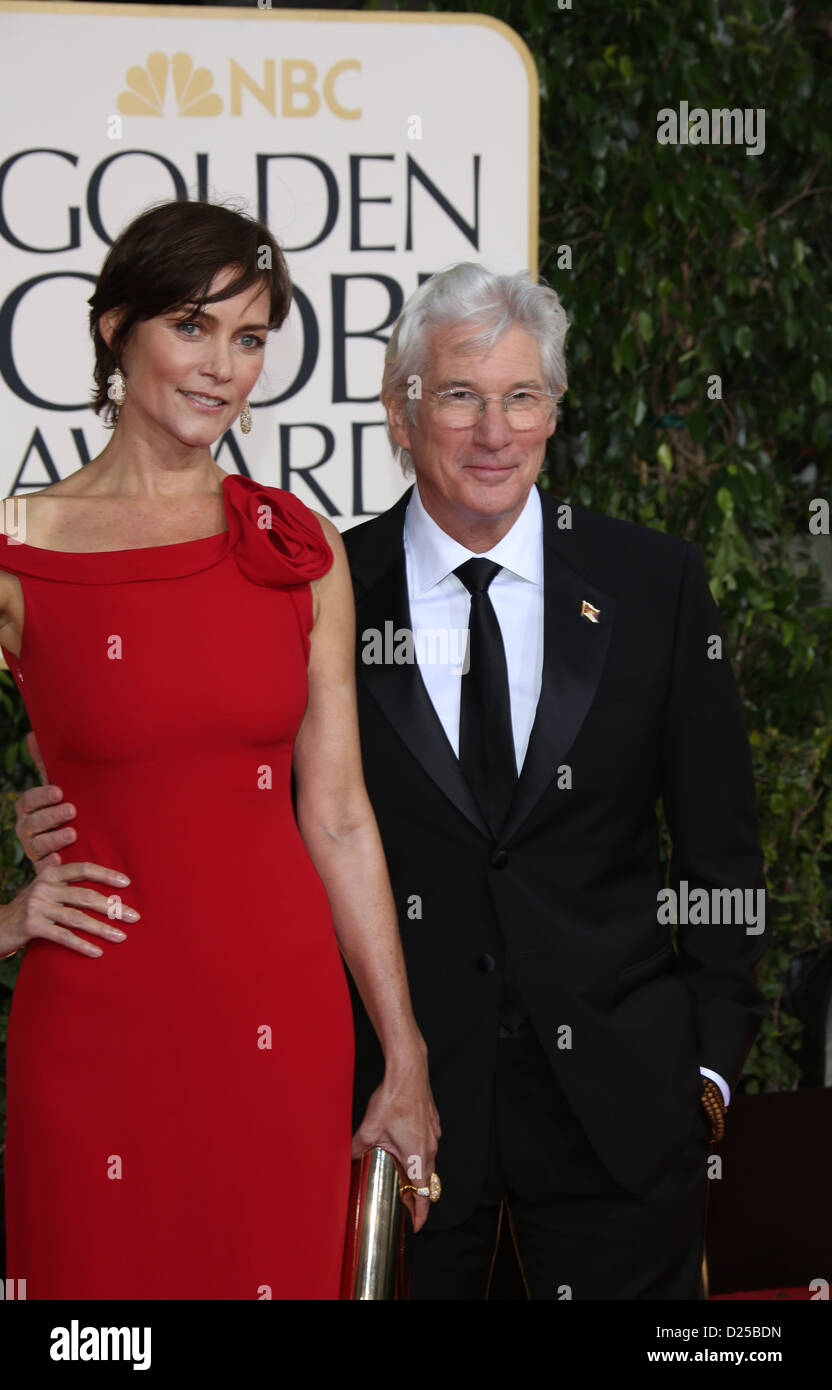 Actors Richard Gere and Carey Lowell arrive at the 70th Annual Golden ...