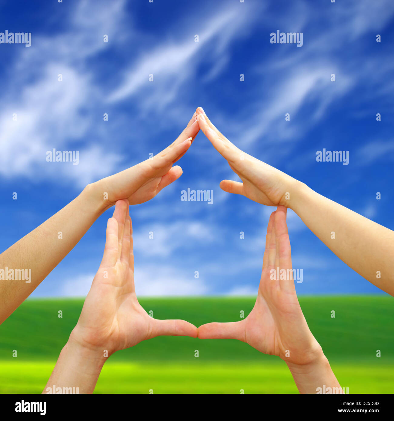 House made of woman hands isolated on landscape Stock Photo - Alamy