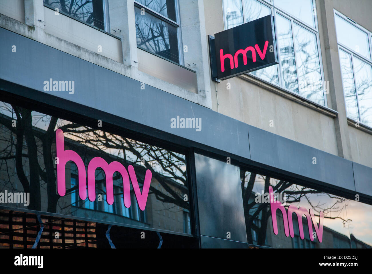 Bristol, UK. 15th January 2013. HMV store frontage in Bristol. Credit ...
