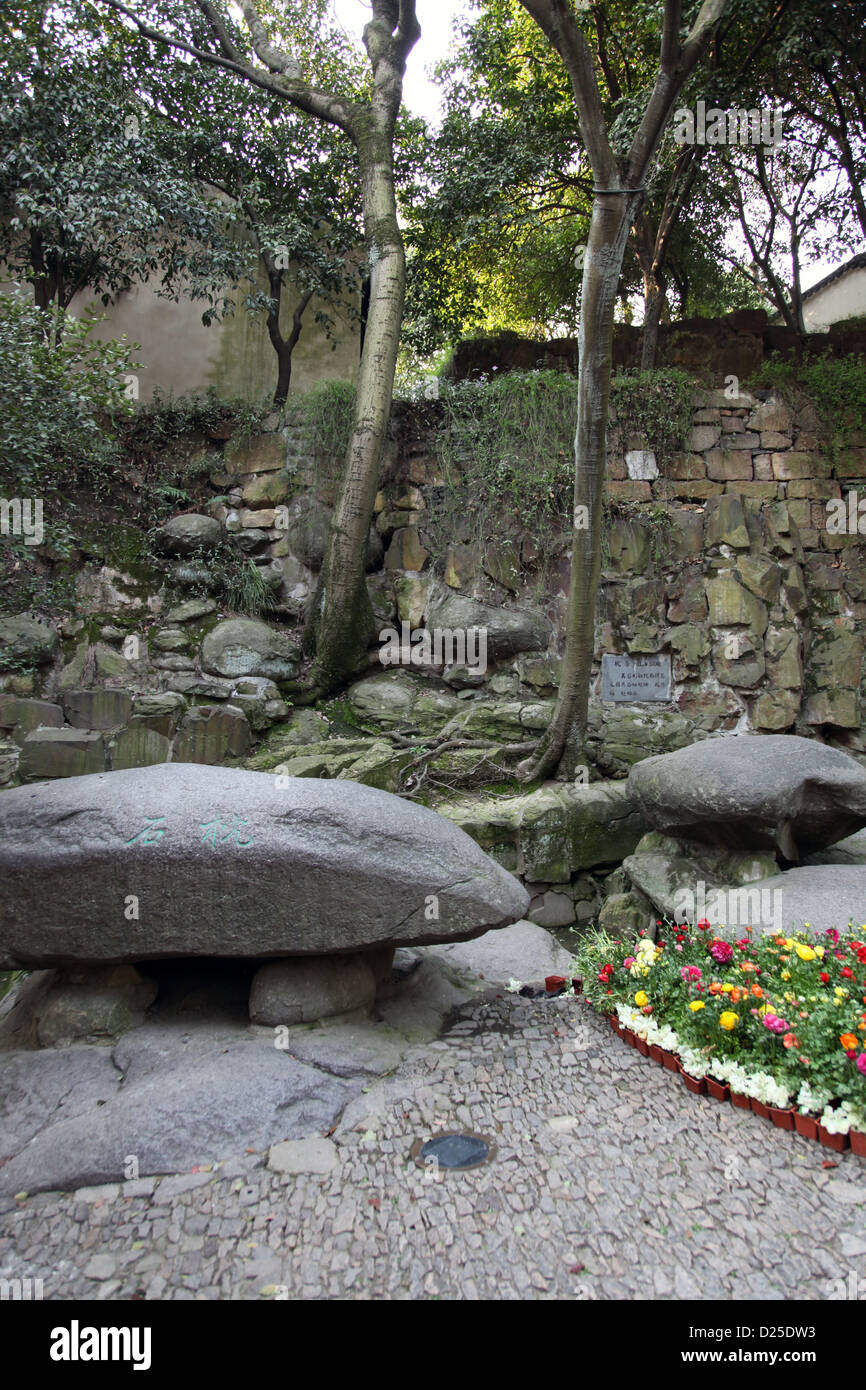 It S A Photo Of The Famous Pillow Stone In A Park Of A Temple In China