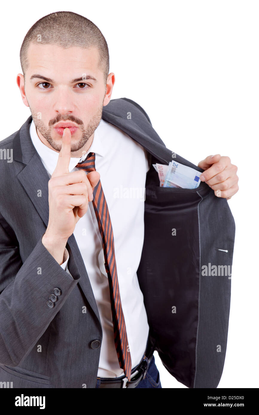 young business man with money over white background Stock Photo - Alamy