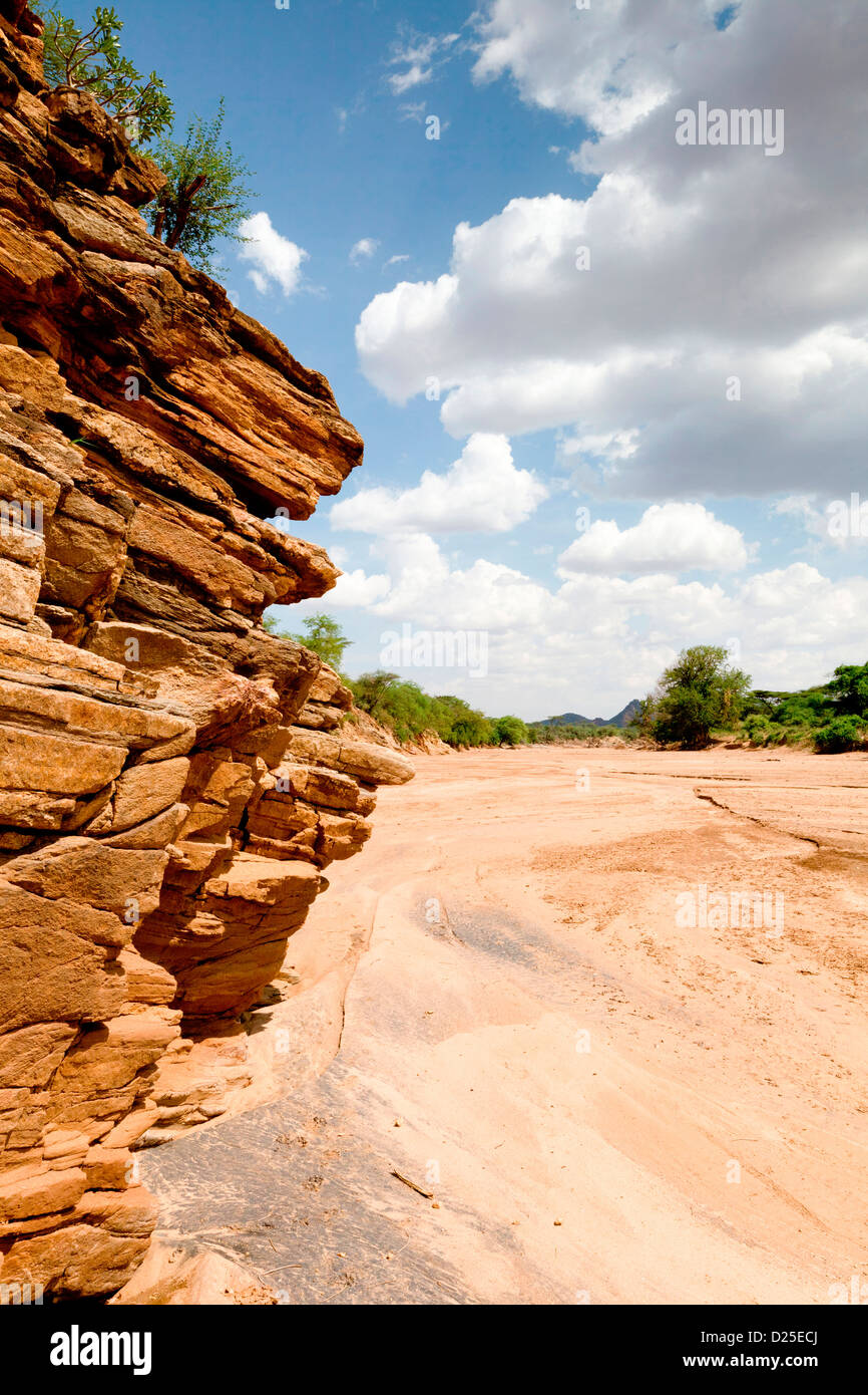 A dried- up riverbed near Tumi in the Lower Omo Valley, Southern ...