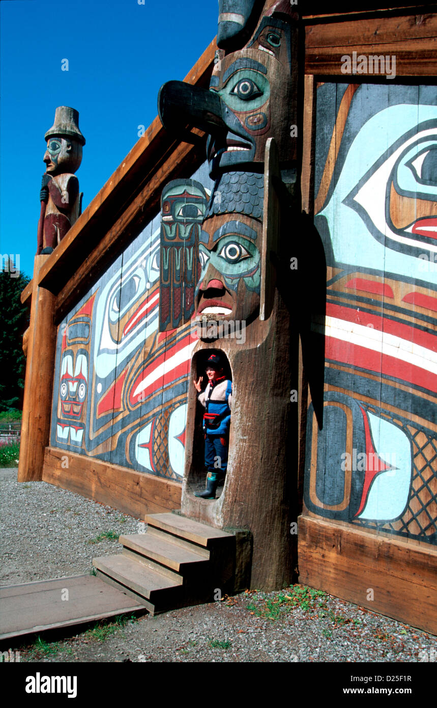 Traditional clan house at Totem Bight State Historical Park, Ketchikan ...