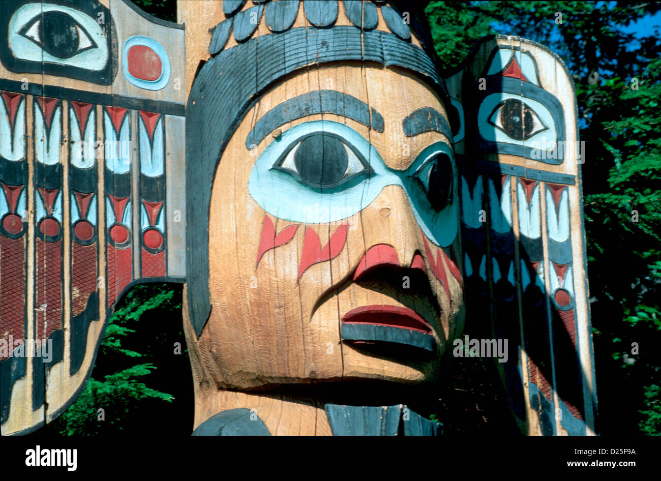 Totem detail, at Totem Bight State Historical Park, Ketchikan, Alaska ...