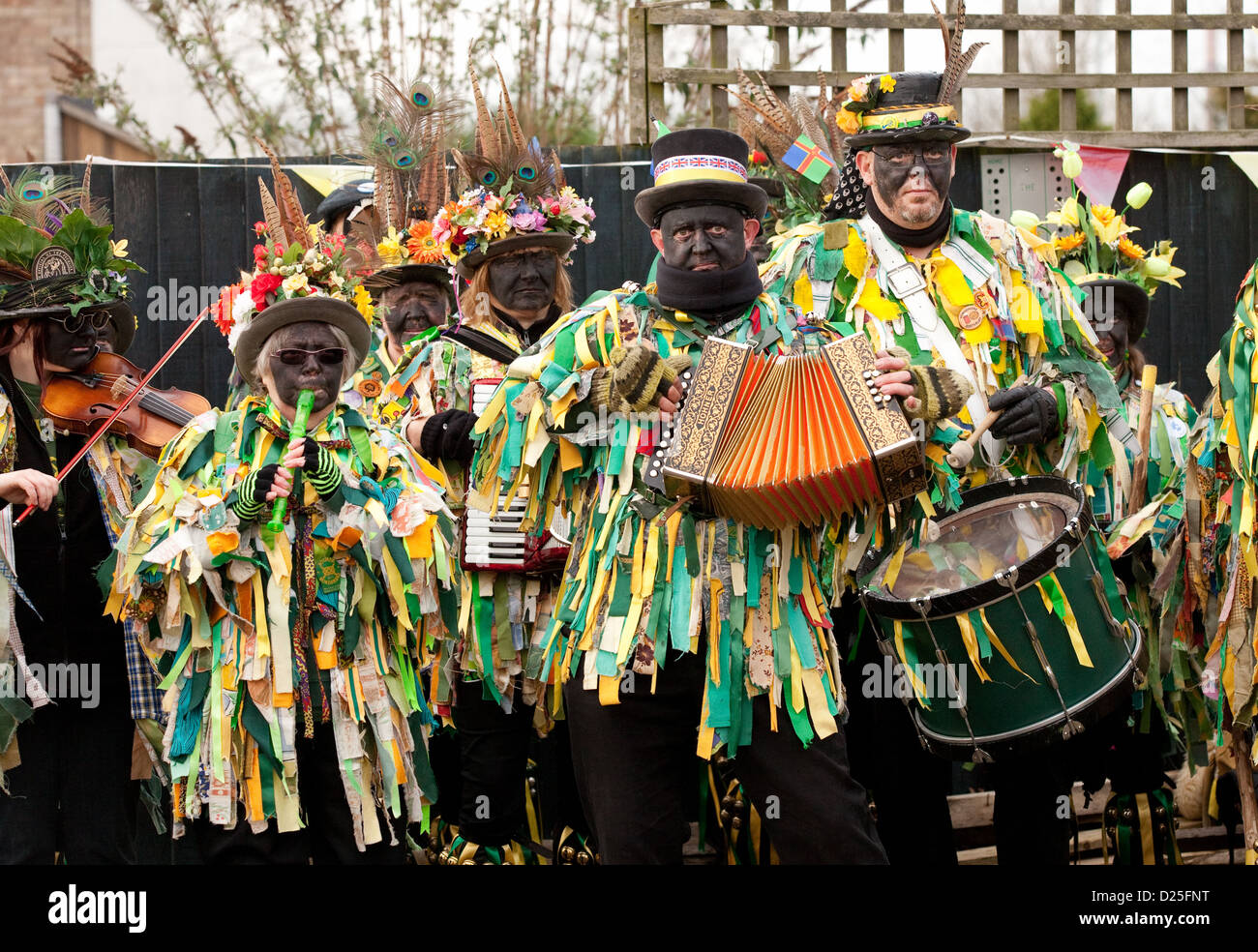 Musicians of the Bourne Borderers Morris dancers performing at ...
