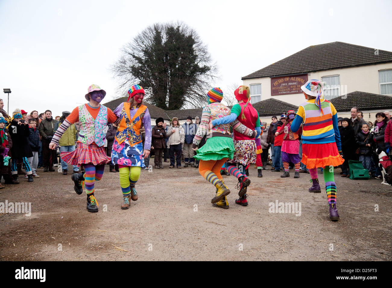 The Gog Magog Morris dancers group dancing at the Whittlesey straw Bear ...