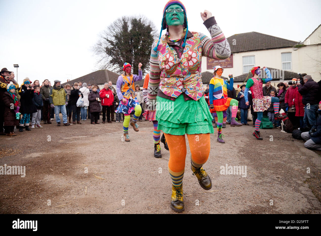 The Gog Magog Morris dancers group dancing at the Whittlesey straw Bear ...