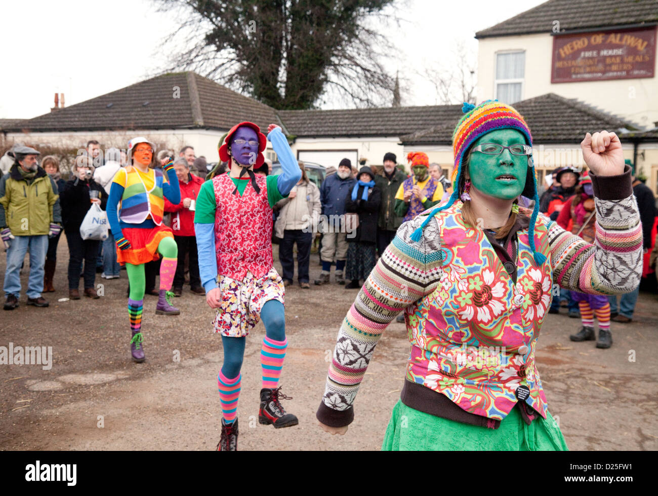 The Gog Magog Morris dancers group dancing at the Whittlesey straw Bear ...