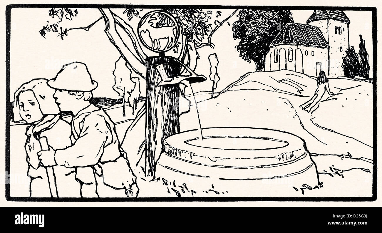 Children at the Well Stock Photo - Alamy