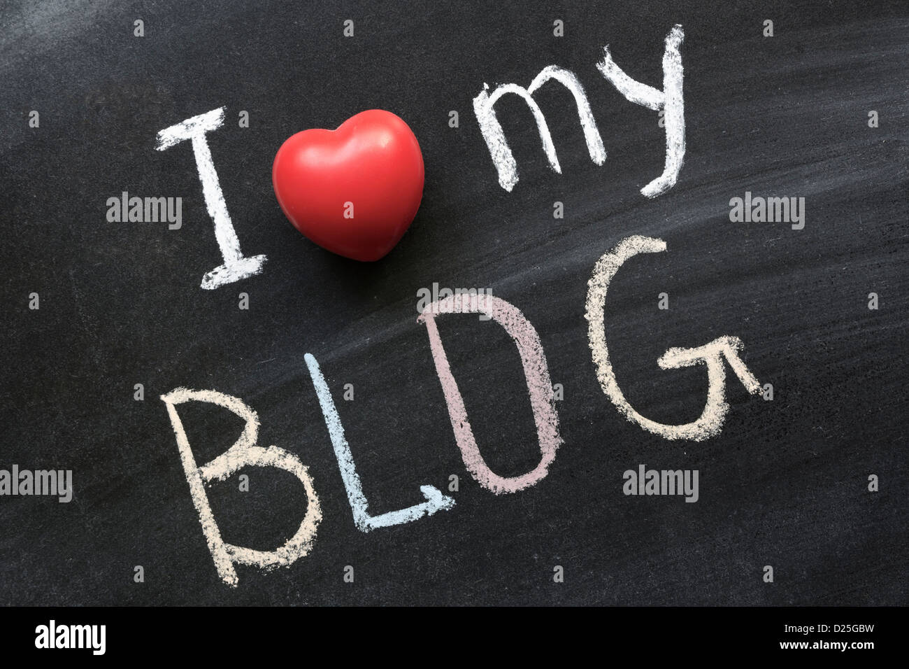 I love my blog handwritten on school blackboard Stock Photo - Alamy