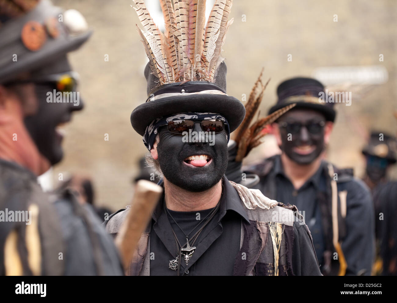 The Witchmen Border Morris dancers dancing at Whittlesey Straw Bear ...