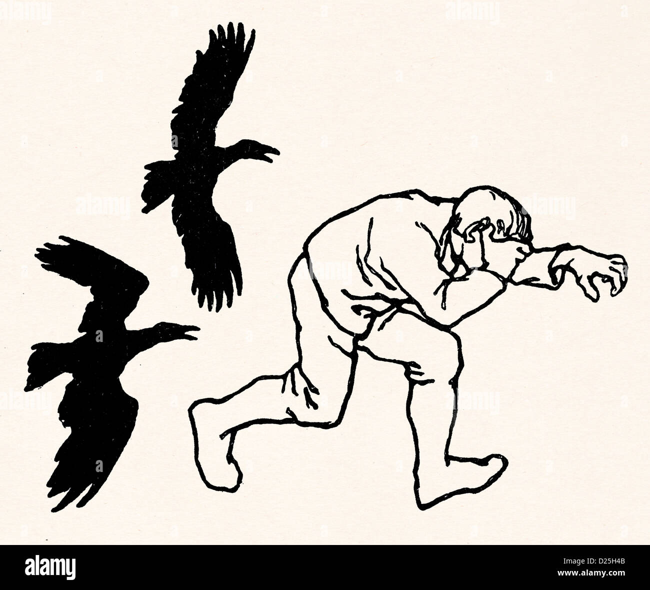 Man flees from birds hi-res stock photography and images - Alamy