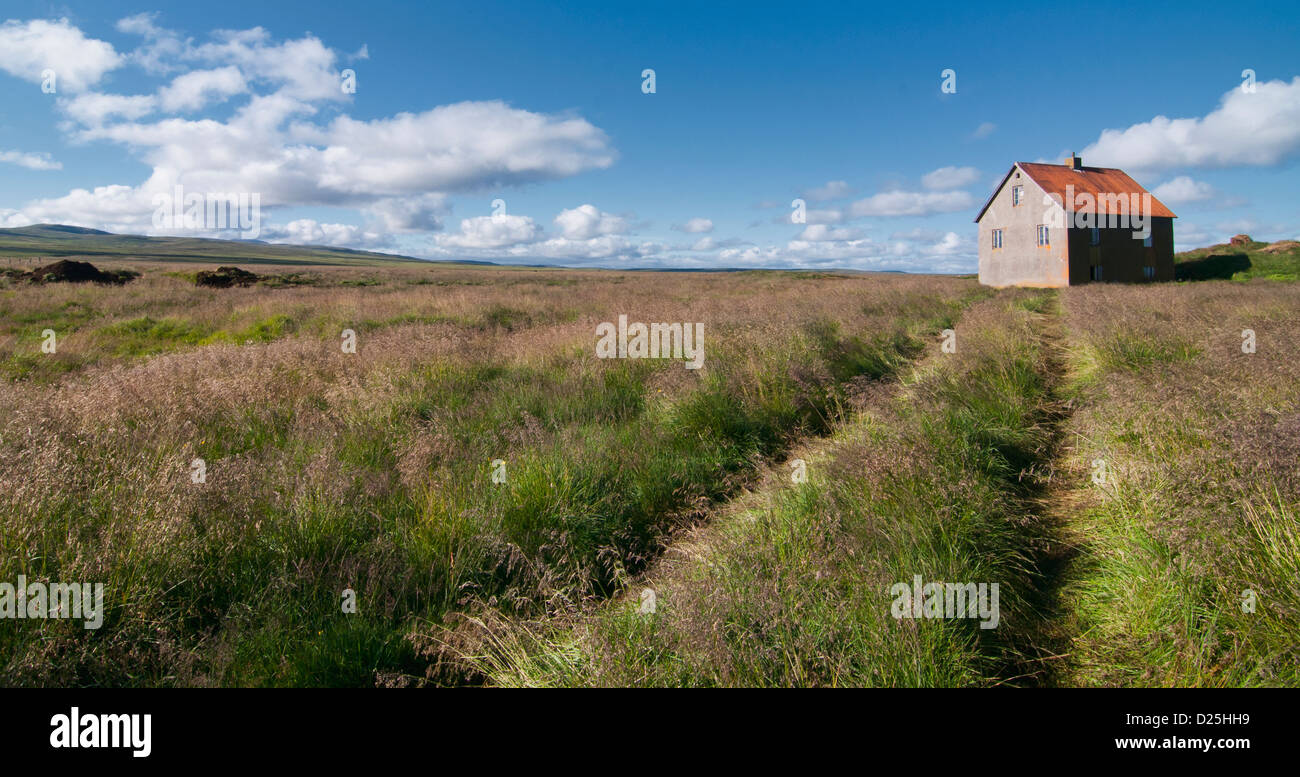 traditional farmhouse along the fjords of northeastern Iceland Stock ...