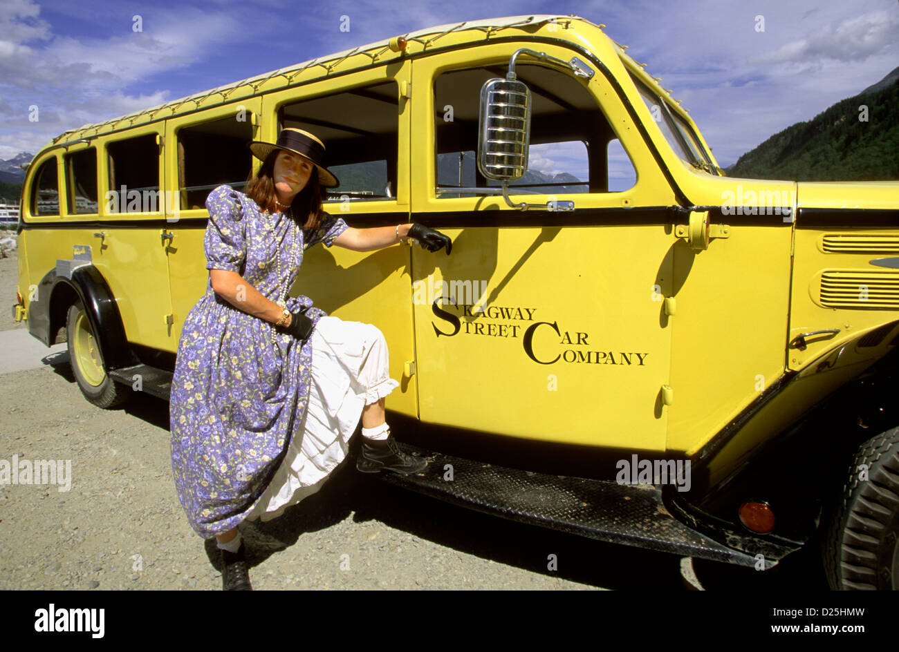Guide / driver for Skagway Street Car Company poses with vintage ...