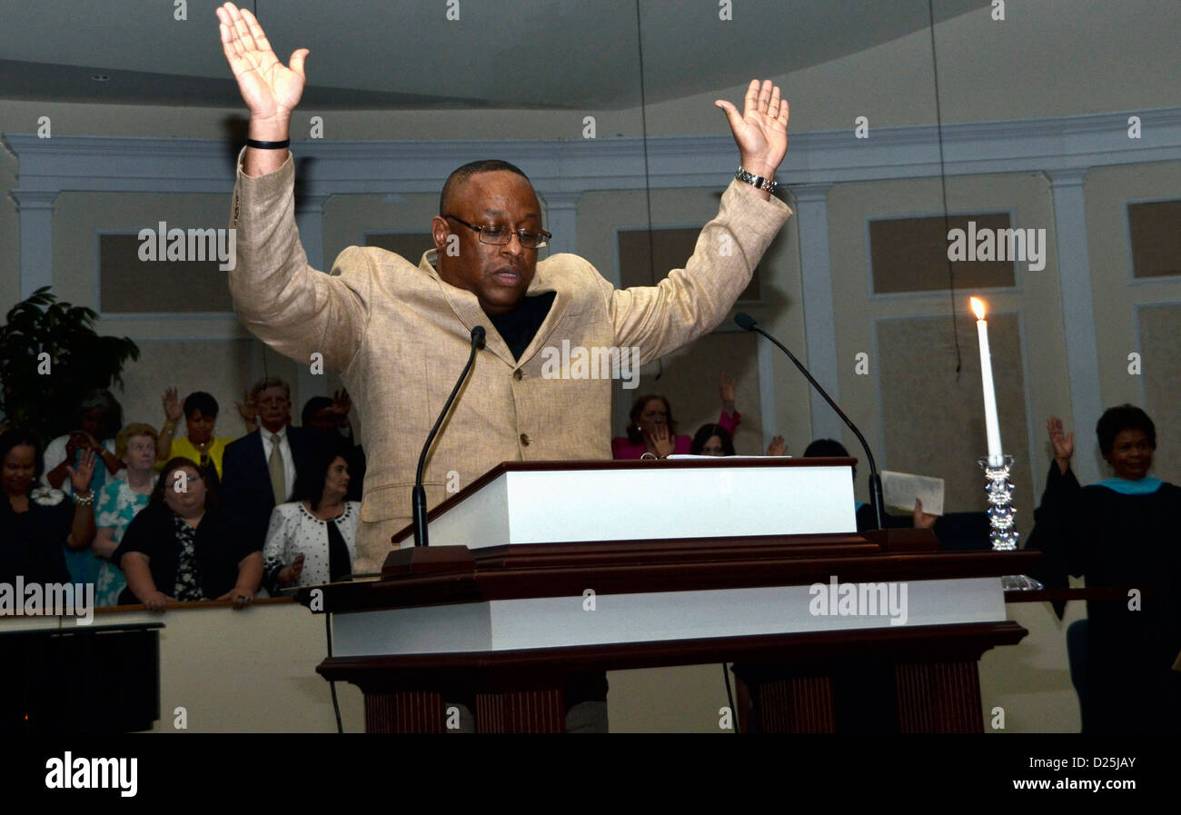 pastor praying at a church service in Largo, Maryland Stock Photo - Alamy